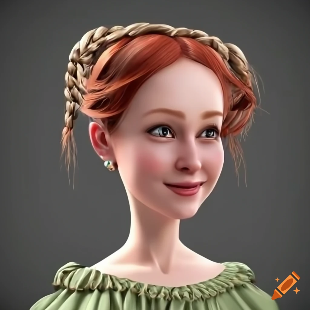 Beautiful smiling cgi cartoon young woman in her early 20s with dark ...