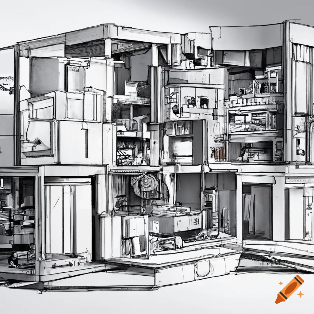 Technical drawing cutaway