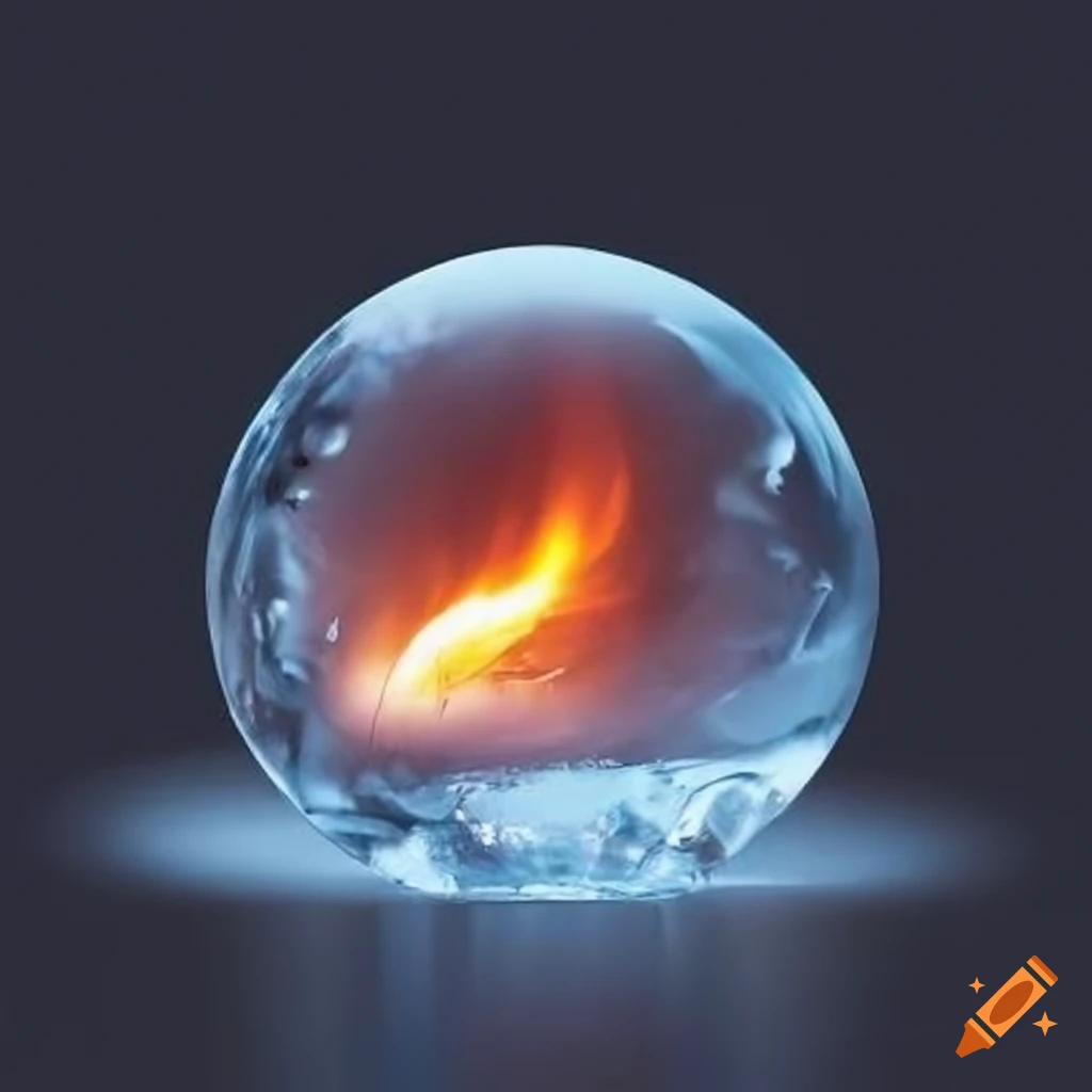 Flame enclosed in ice sphere on Craiyon