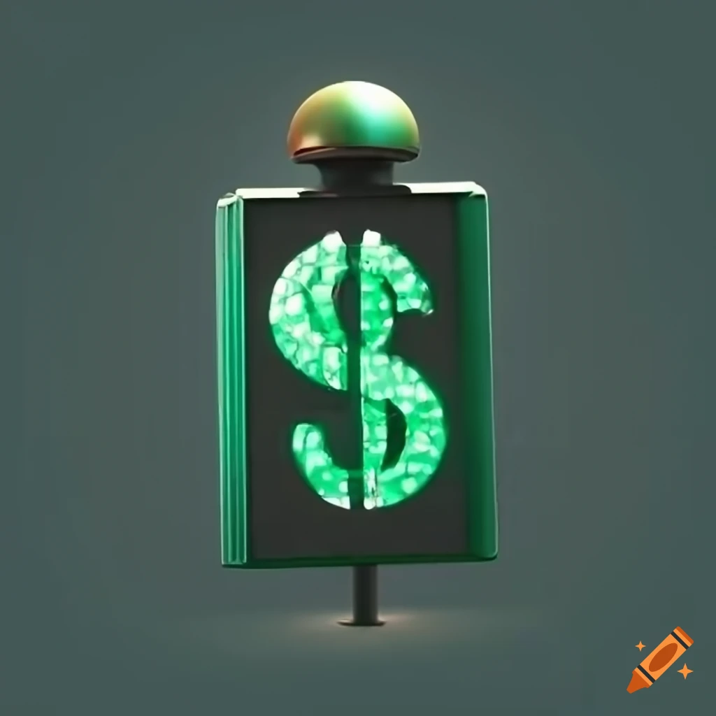 Bright financial freedom, dollar sign, green traffic light