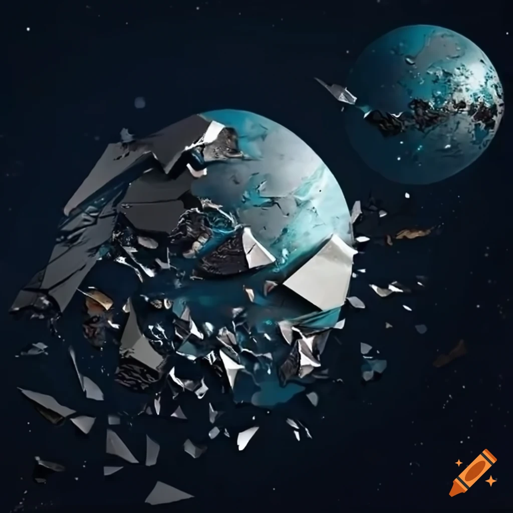 Metal shards floating in space