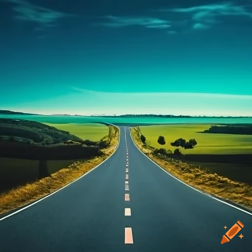 A road with sharp curves and a sign in the middle indicating two ...