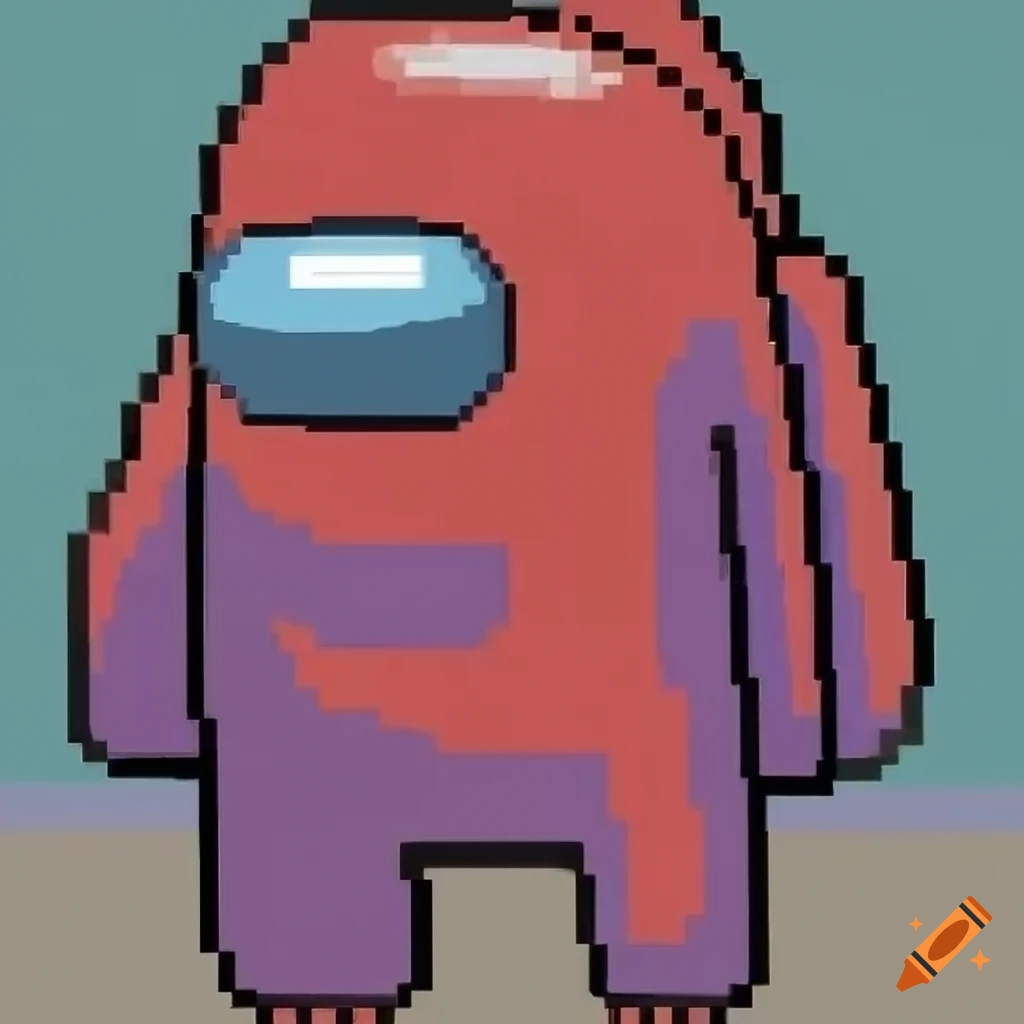 A red among us character in a 16x32 pixel photo on Craiyon