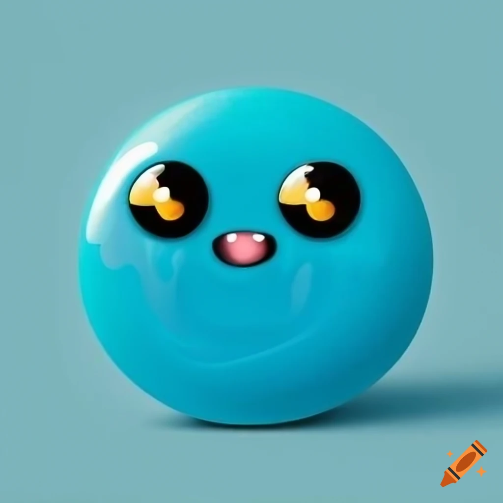 Blue circular blob with yellow eyes and mouth cute