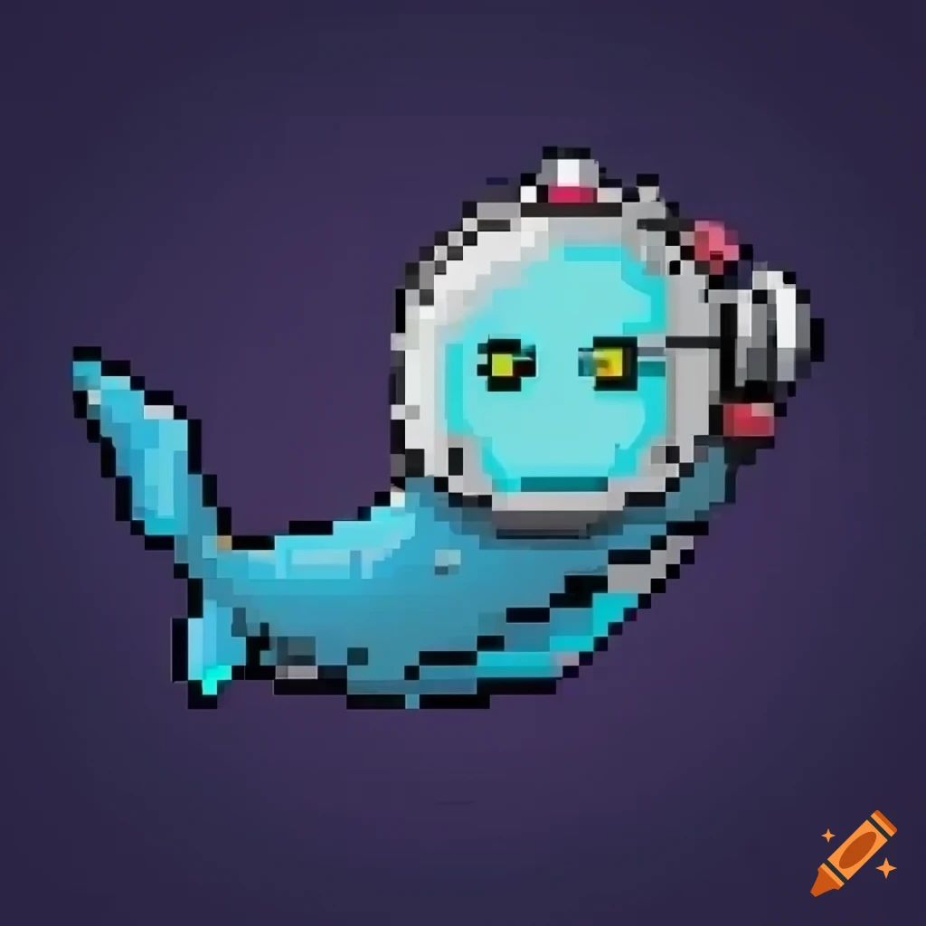 An idle sprite of a astronaut riding a whale on Craiyon