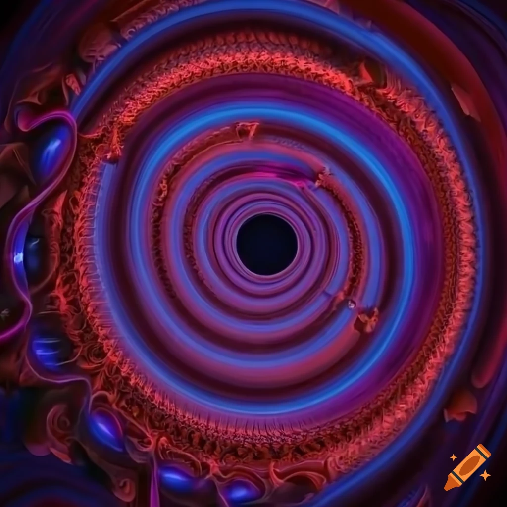 Render five layer fractal tunnel six neon colors 4k resolution