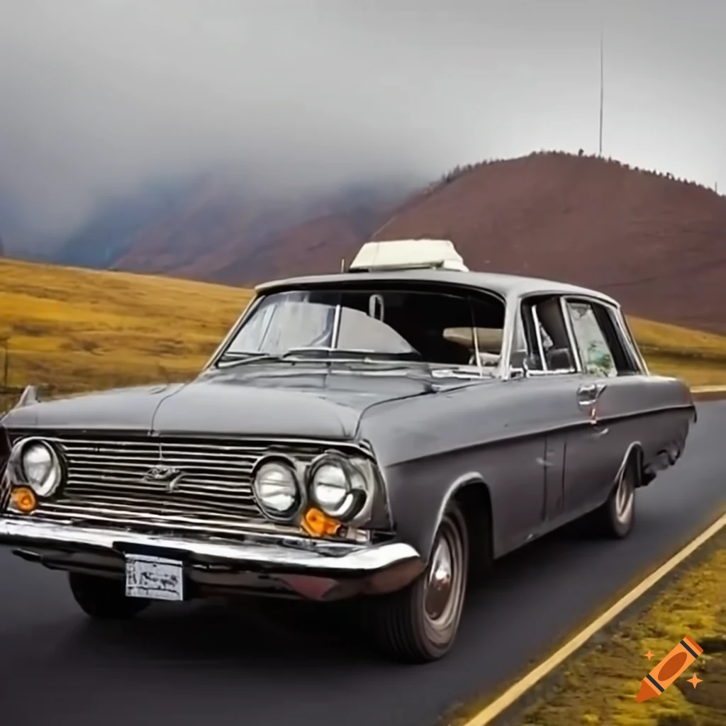 1967 ford custom taxi, gray, riding across a highway in peruvian ...