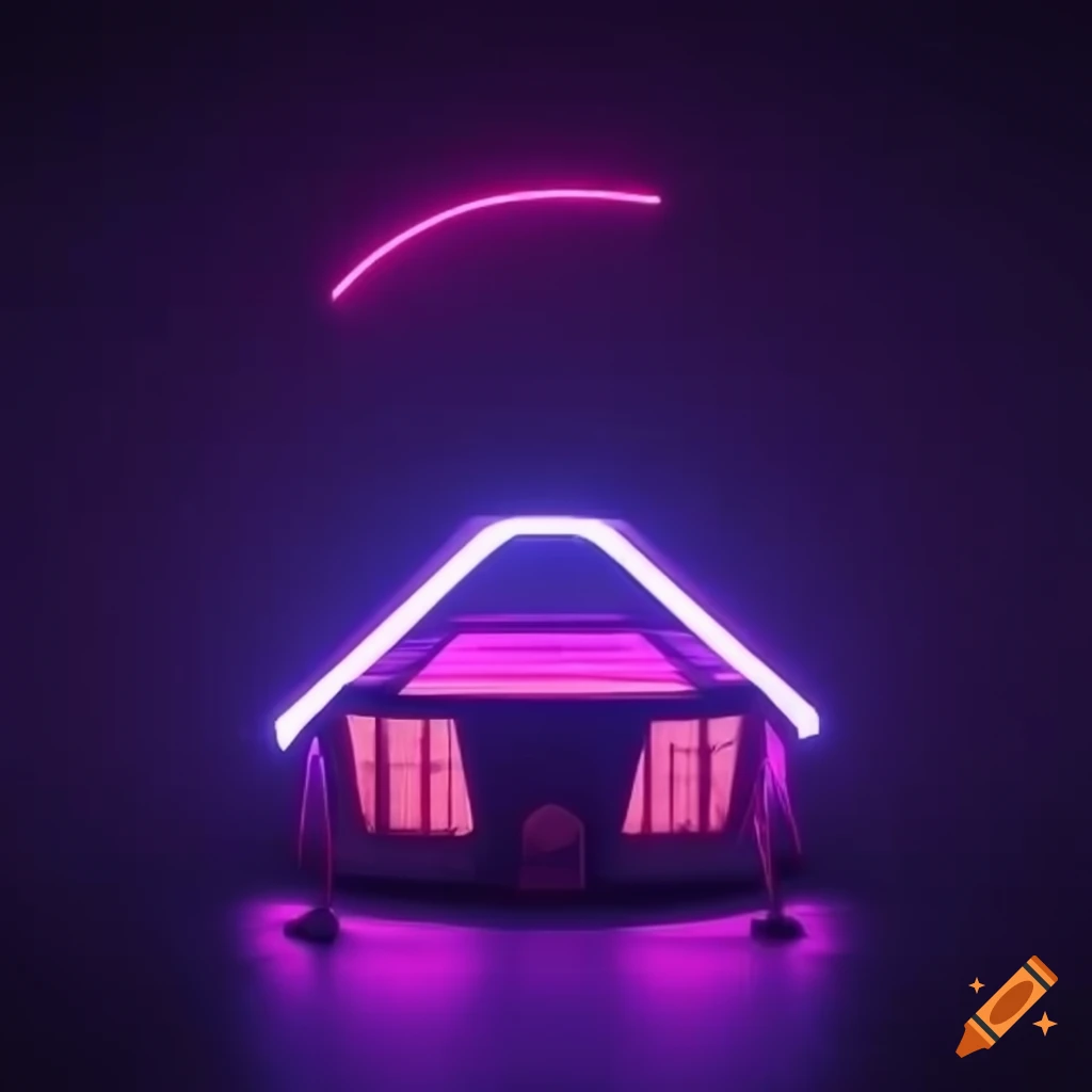 Futuristic hut neon on Craiyon