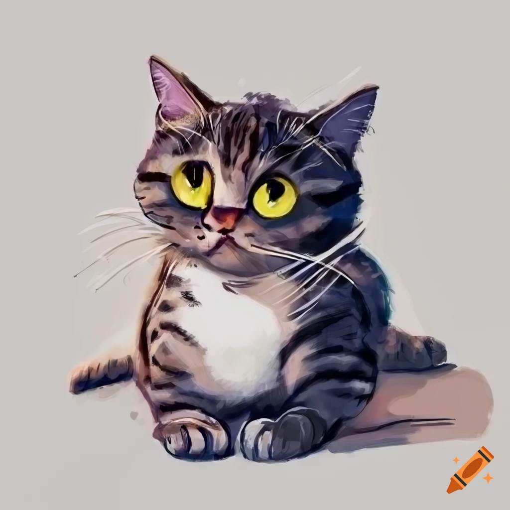 A cat, drawn like a toddler