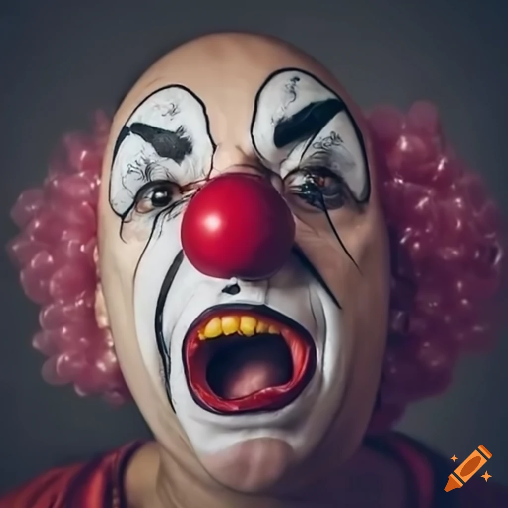 An angry clown insisting that you take his anatomically correct balloon ...