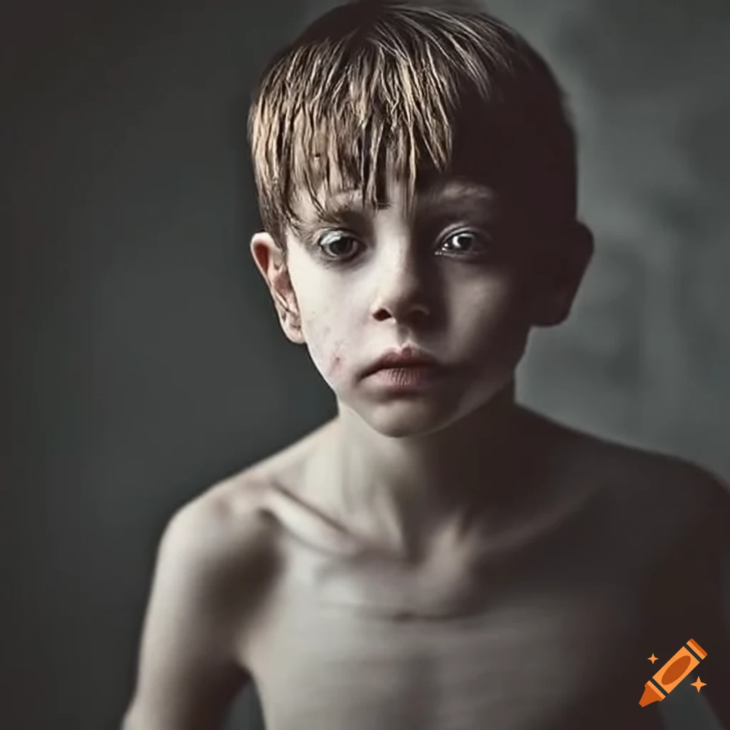 Skinny distressed boy in jail on Craiyon