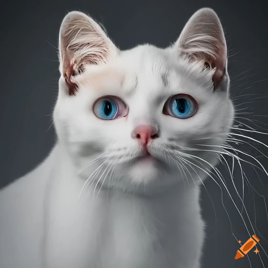 White kitty worried hiperrealistic photorealistic high definition ...