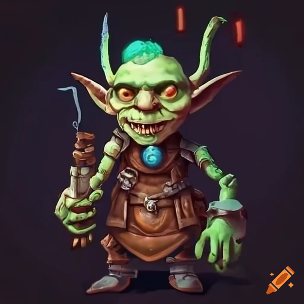 A mischievous goblin tinkering with mechanical contraptions