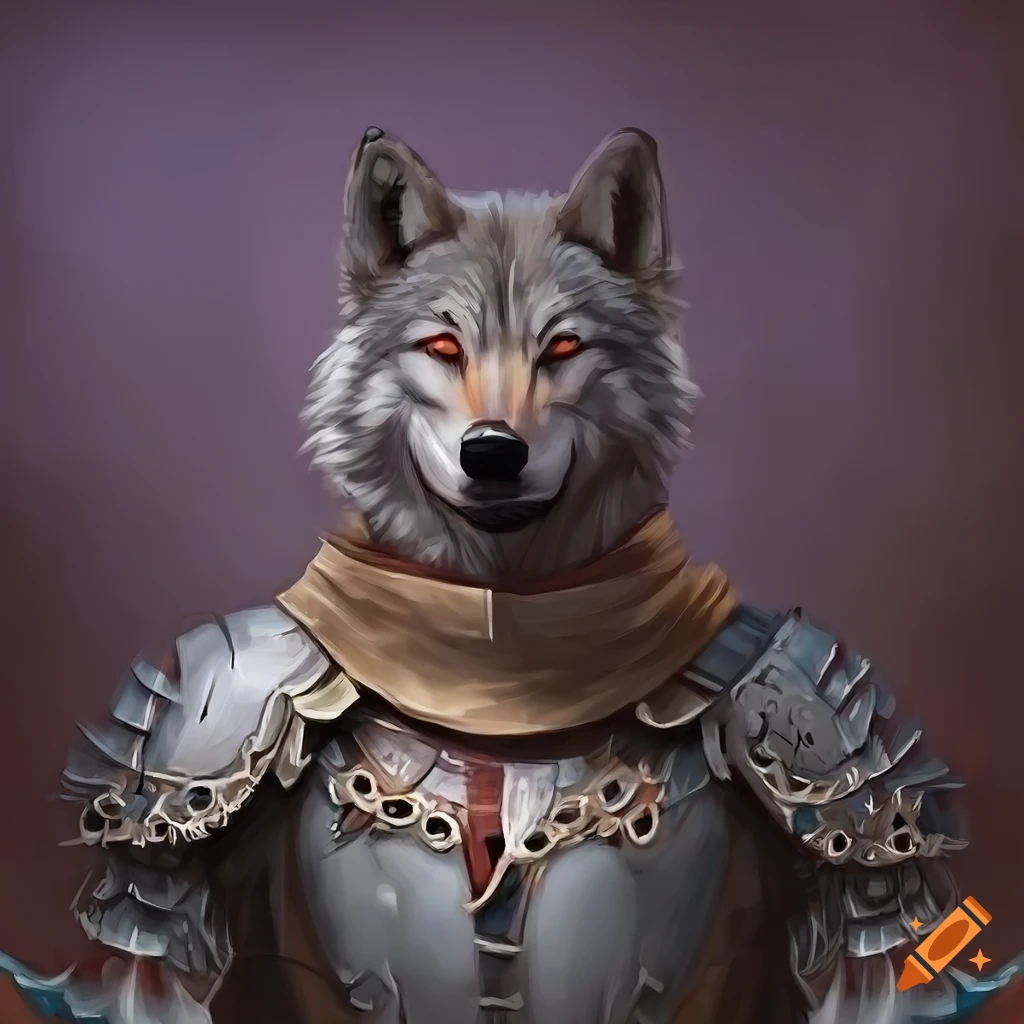 A Wolf In Human Armor With 4k Digital Art with Oil and Canvas on Craiyon