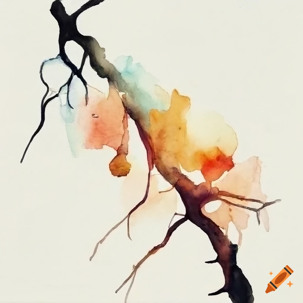 Plant branch watercolor painting