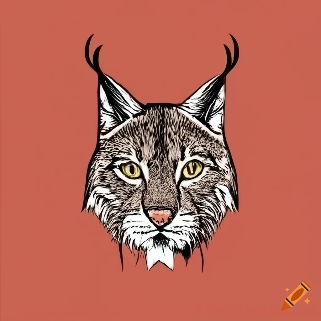 Abstract logo of a canadian lynx in a minimalist style on Craiyon
