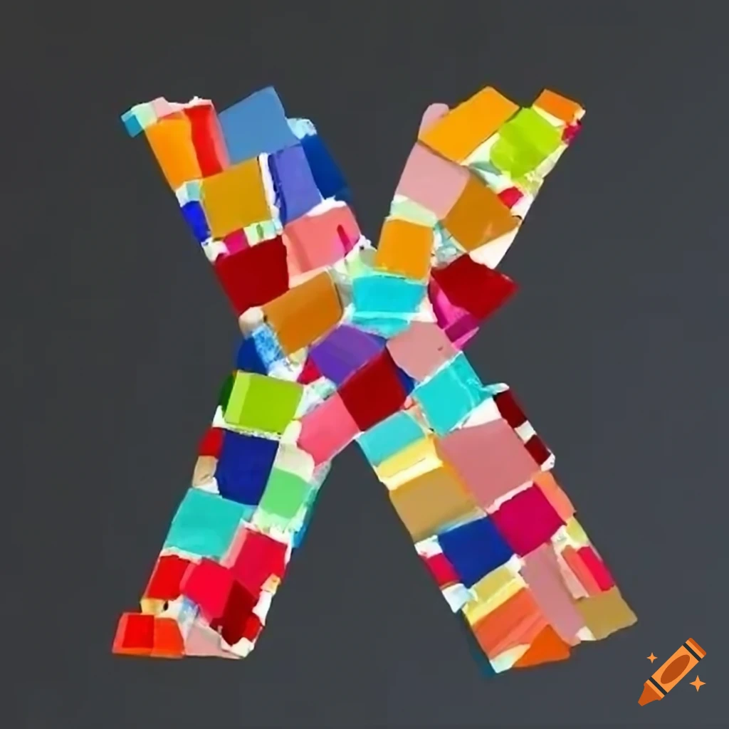 Letter m made of colorful patchwork squares