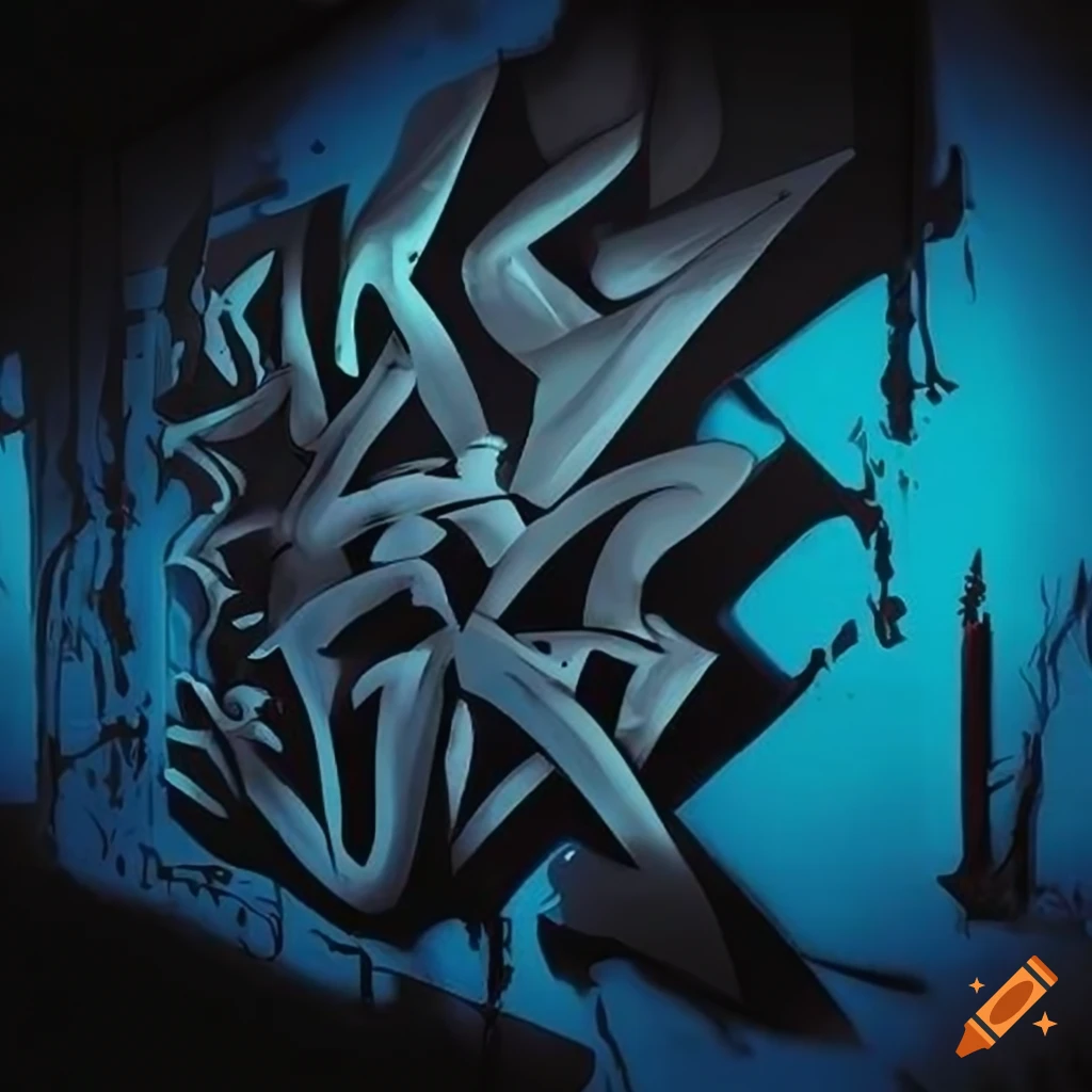 Create a mural with a dark graffiti style and somber colors. Explore ...