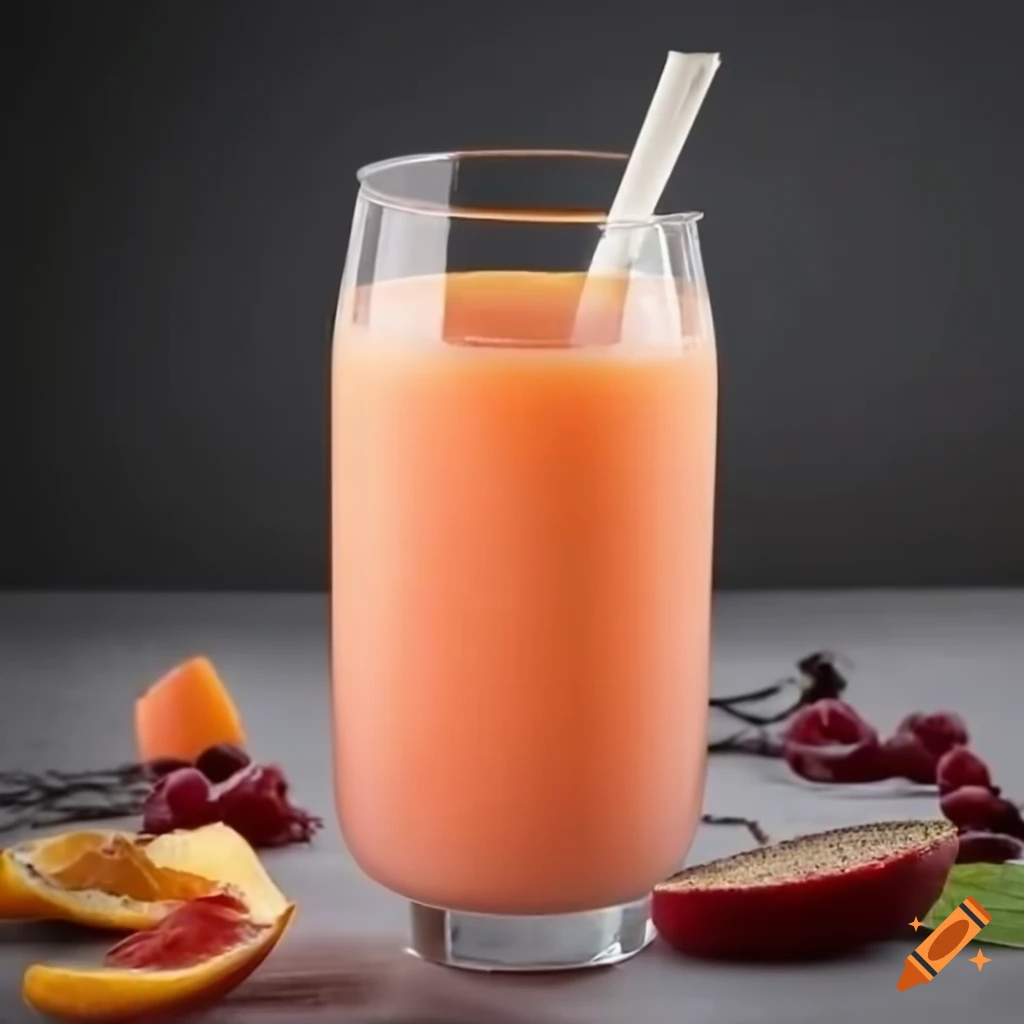 Un cocktail de jus de fruits rose pâle et orange avec sur le bord du ...