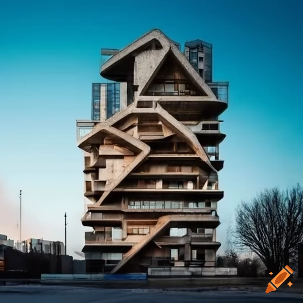 An avant-garde building showcasing modern and brutalist architecture