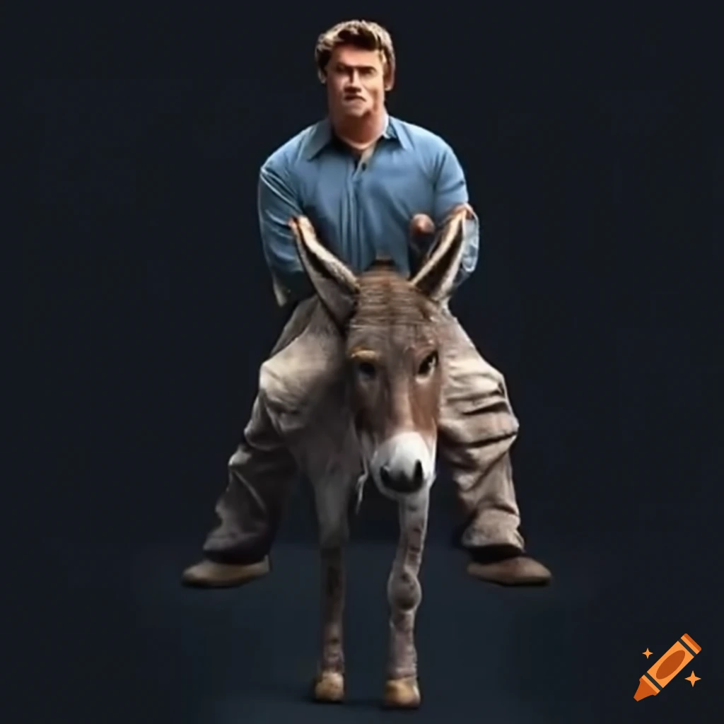 Nathan fillion riding a donkey