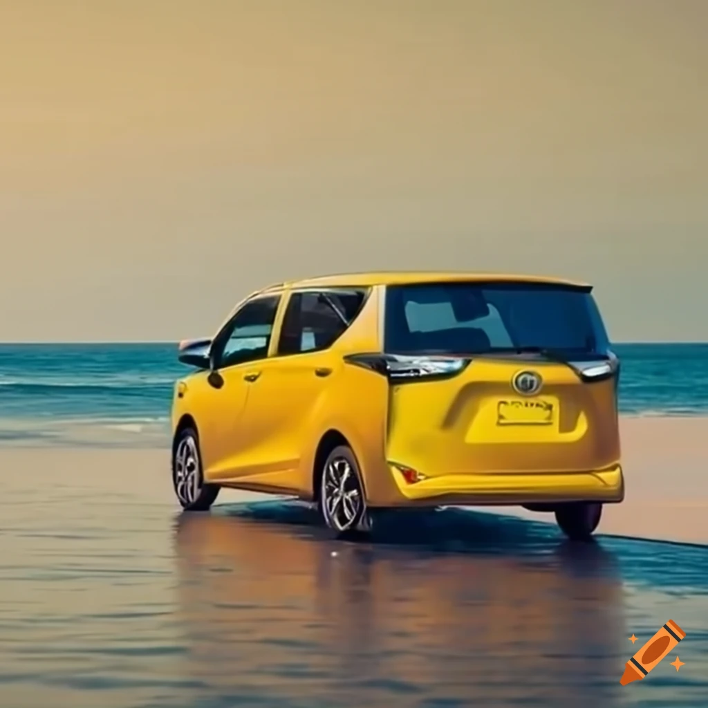 2018 toyota sienta acid yellow color on the seaside at the sunny day ...
