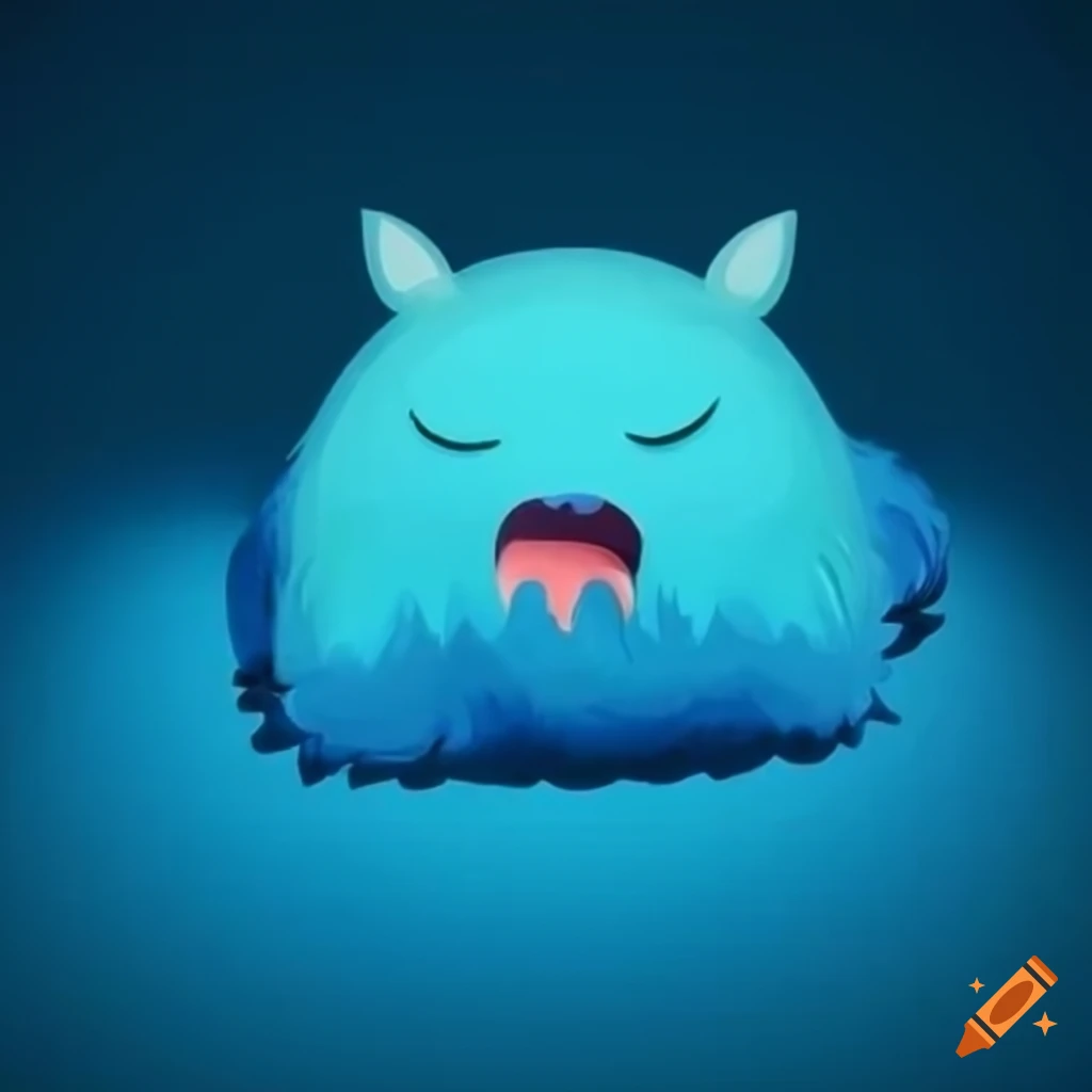 Sleeping blue cute monster on Craiyon