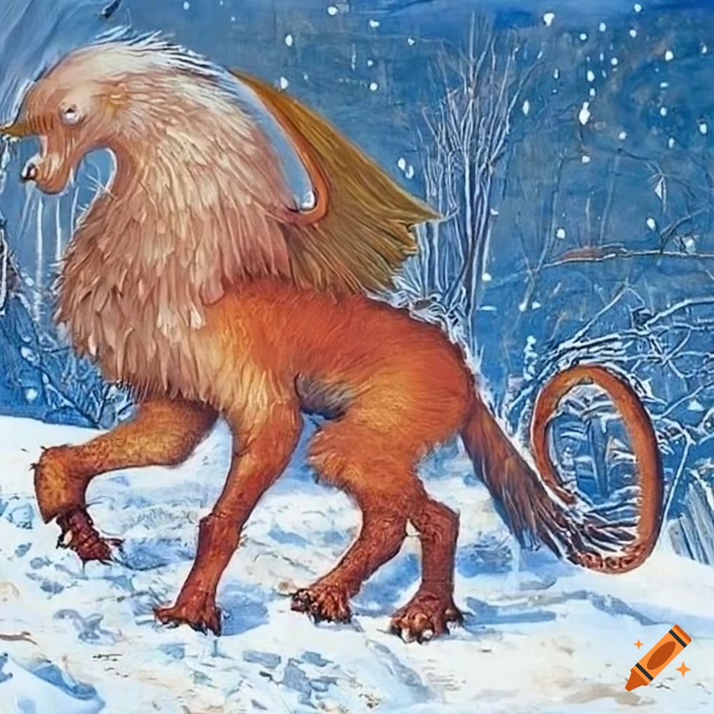 A mythical beast that controls the snow, medieval art