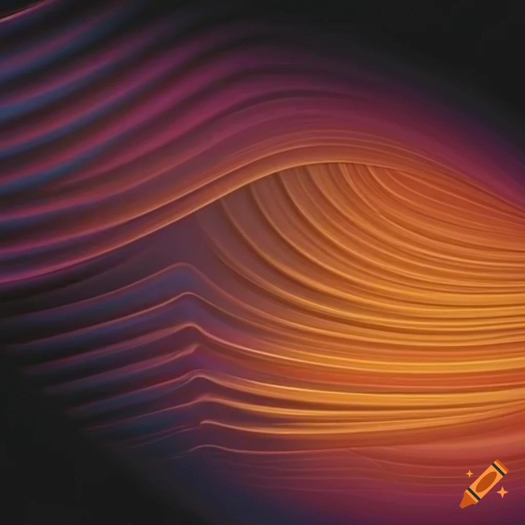 Sound waves in space with a fuild shape fading away. orange as the ...