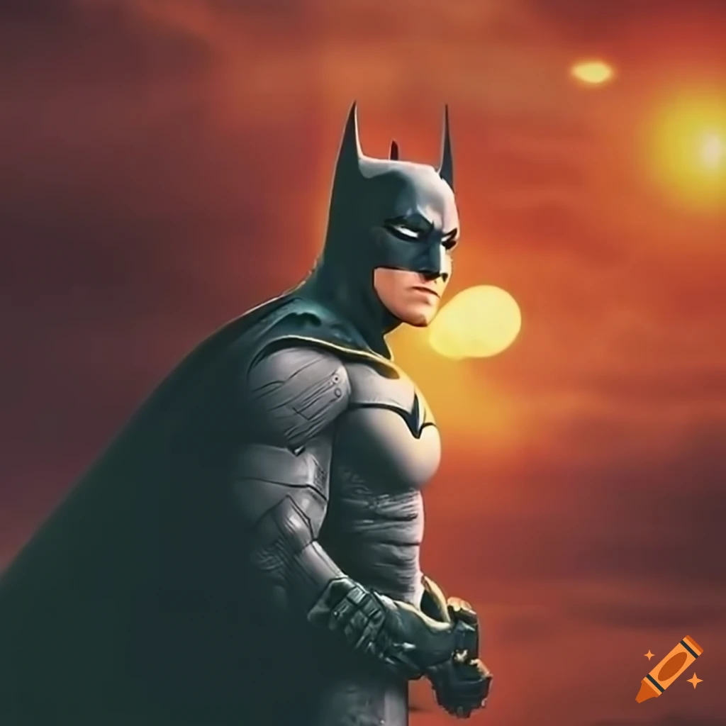 Batman setting on the sun set, 8k on Craiyon