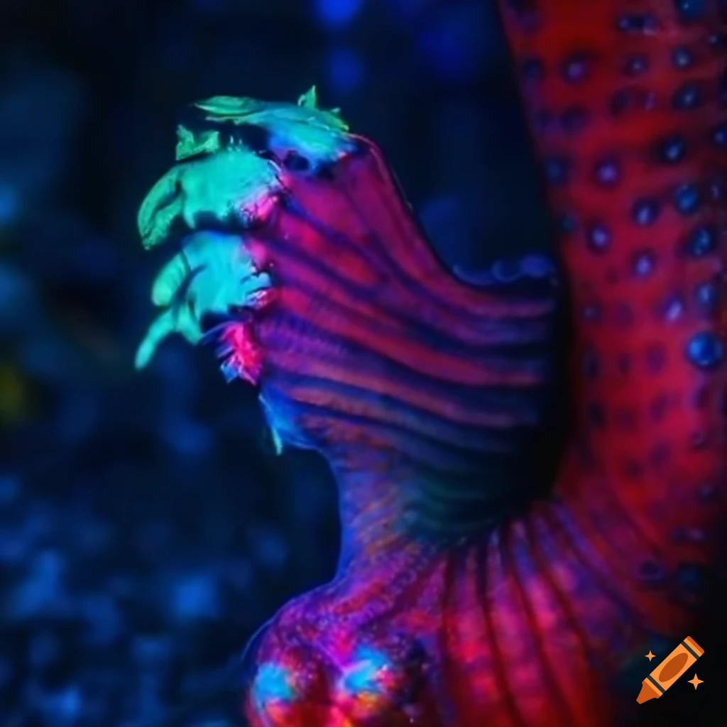 A poisonous mermaid with bright neon colors