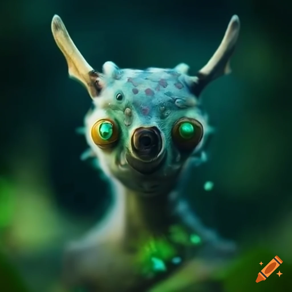 A whimsical hybrid forest creature inspired by both frogs and badgers on Craiyon