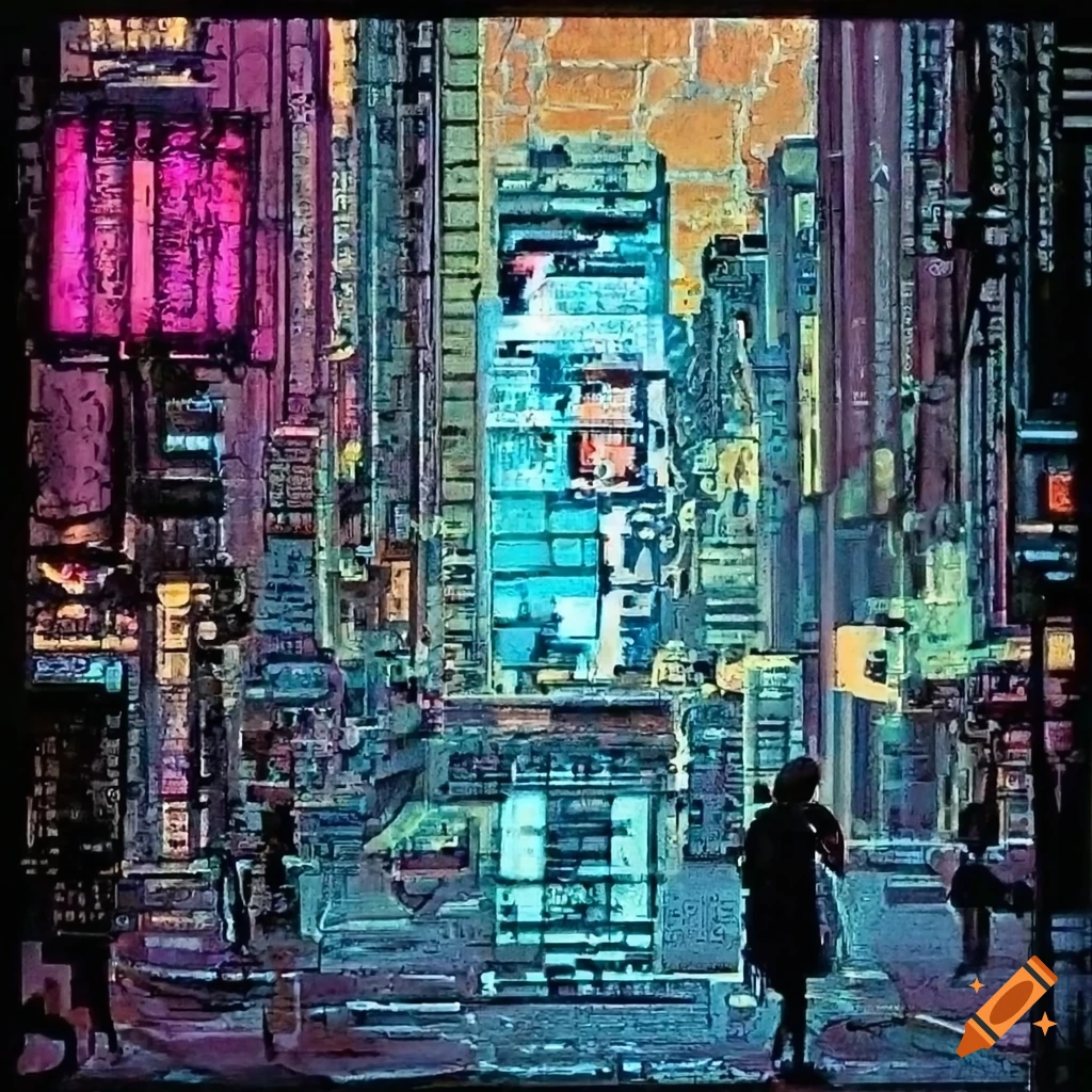 ASCII art details, amiga demoscene, grafiti, banksy, cyberpunk ...