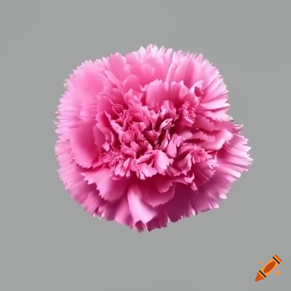 One pink carnation head on white transparent background