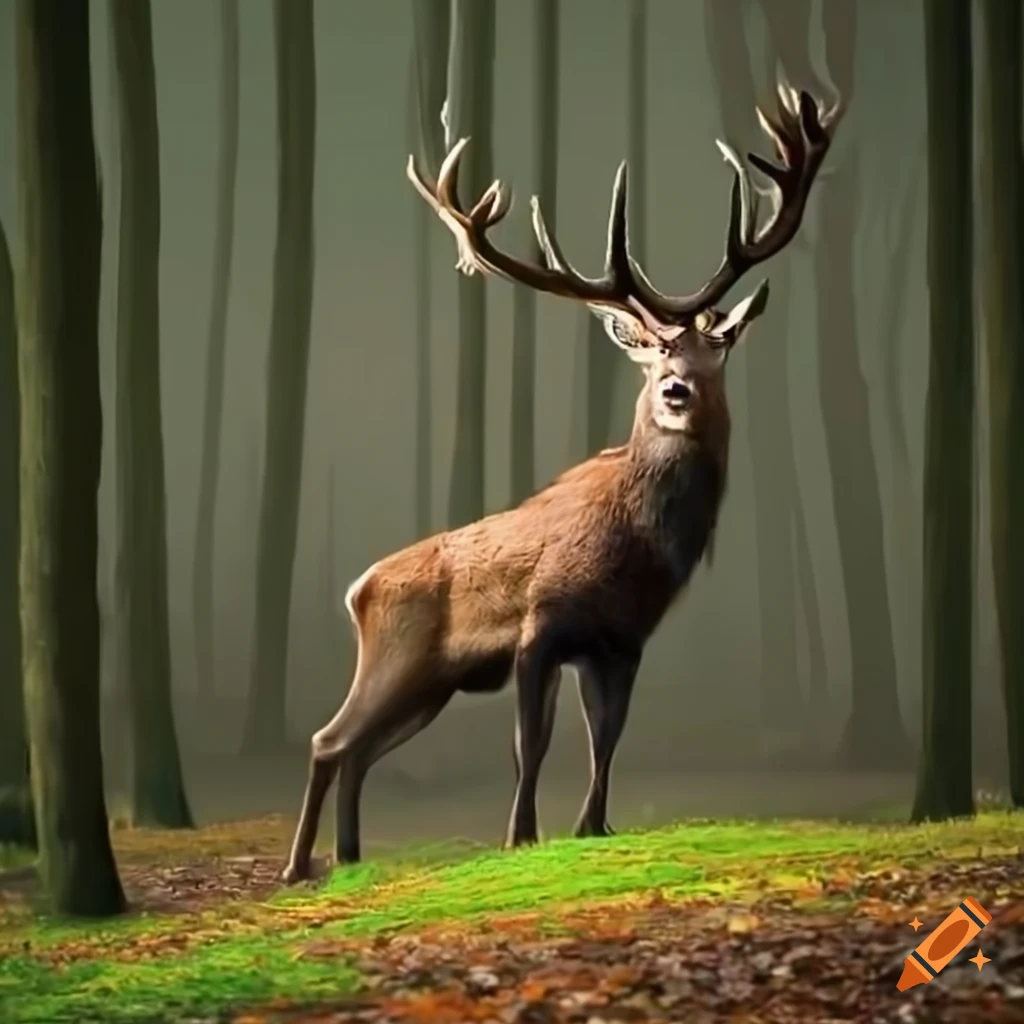 A stag in a forest on Craiyon