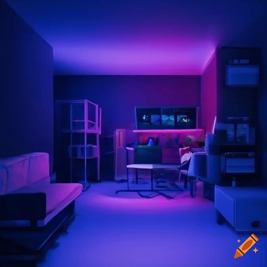 A streaming room that looks like a cell, 2 beds are in the room ...