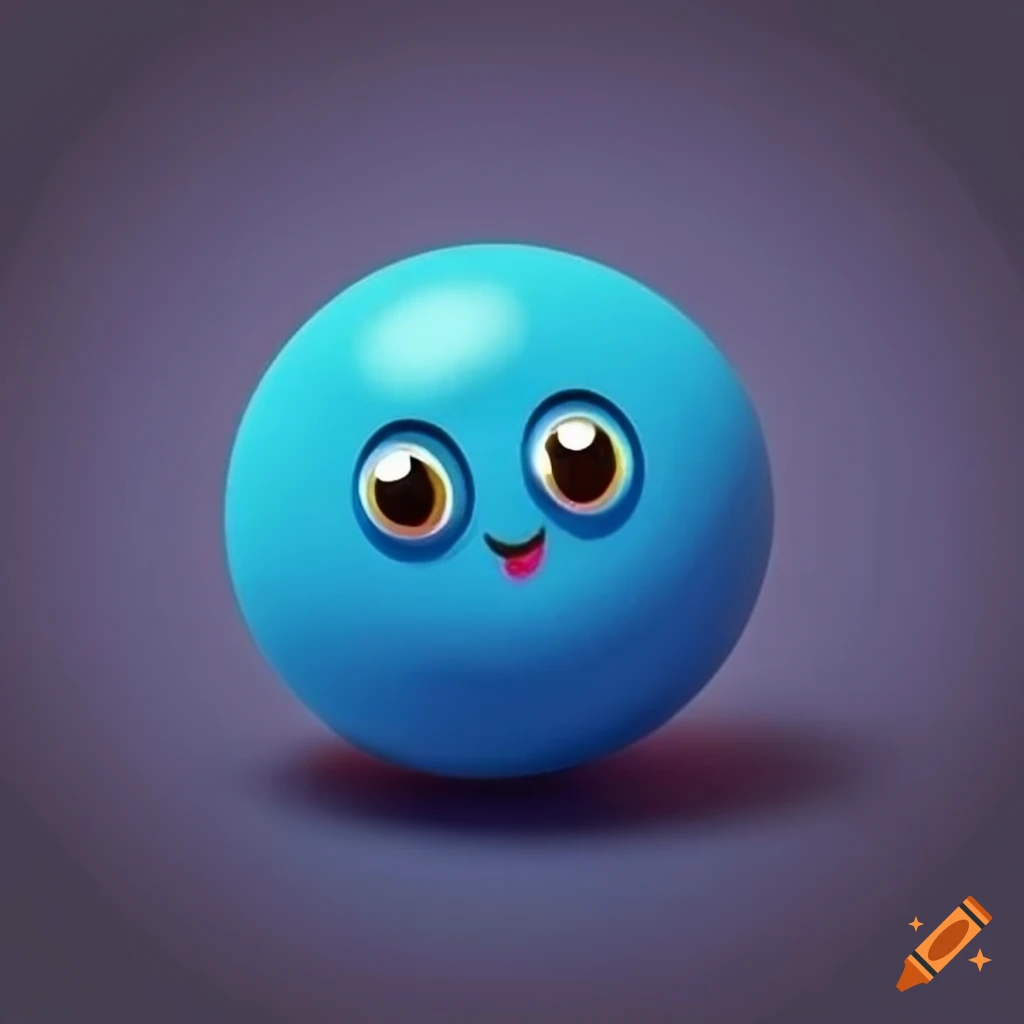 Cute blue ball with yellow eyes