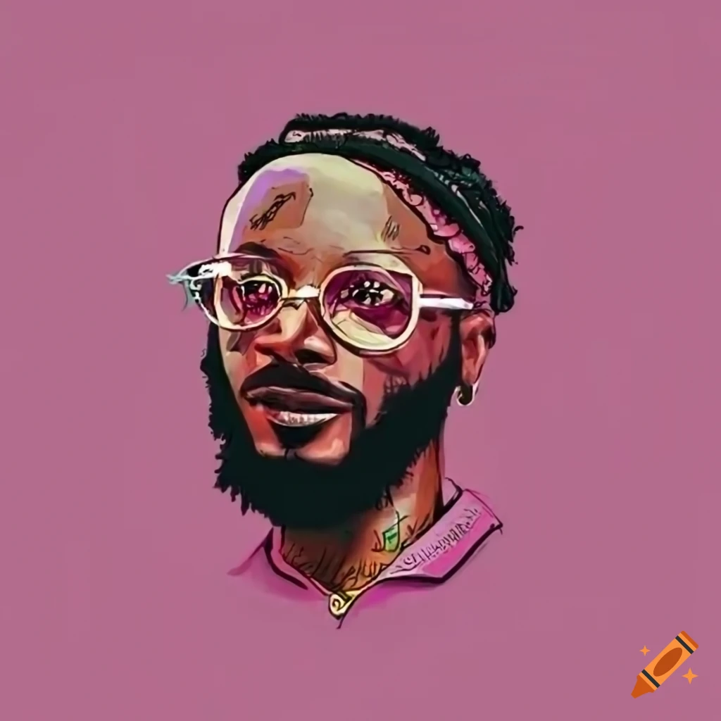 Simple drawing of famous rapper jpegmafia rapping into a microphone ...