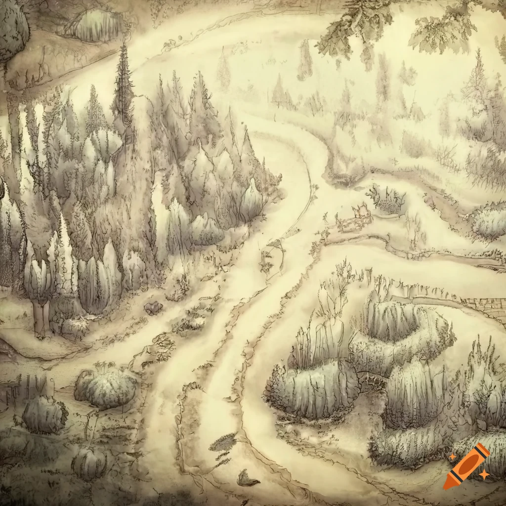 Bright forest from above, fantasy map
