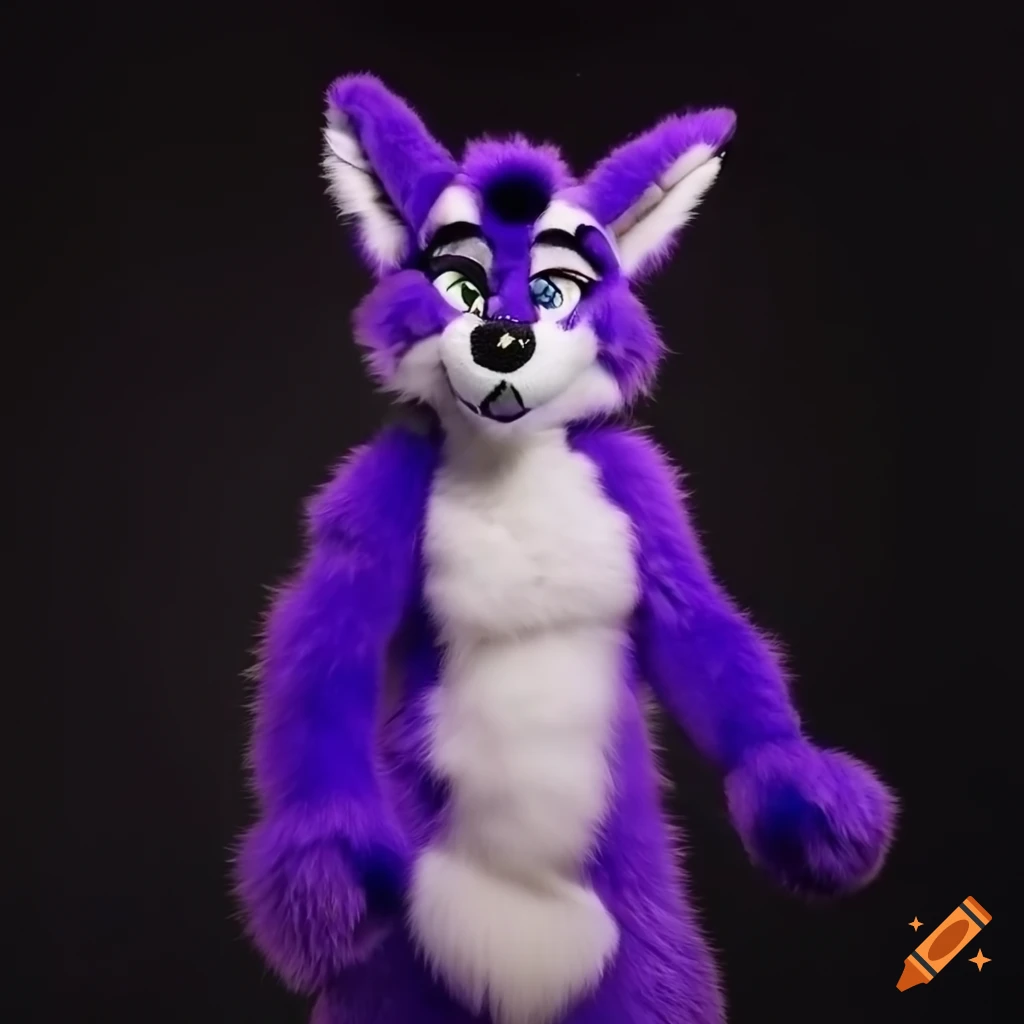 Purple and orange fursuit on Craiyon