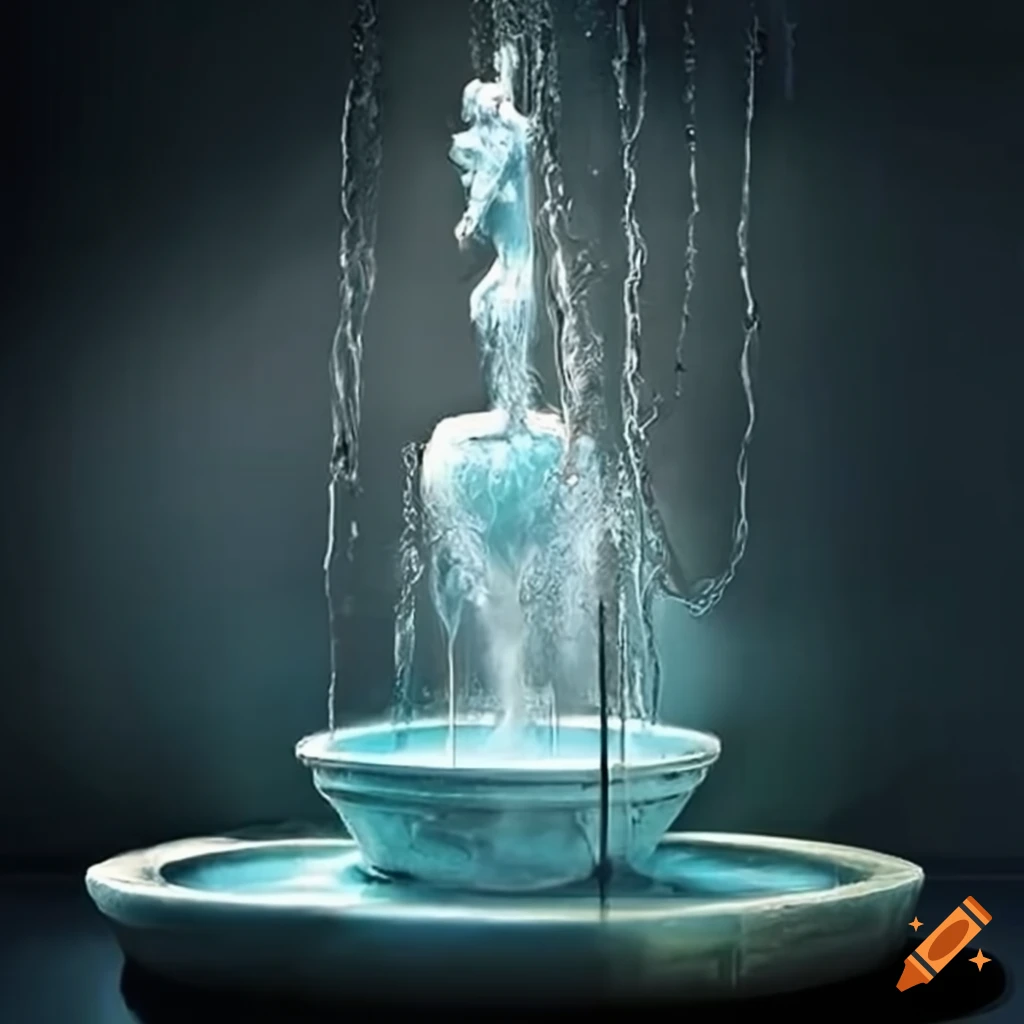 Human bodies fountains vessels water nature drops renaissance painting ...