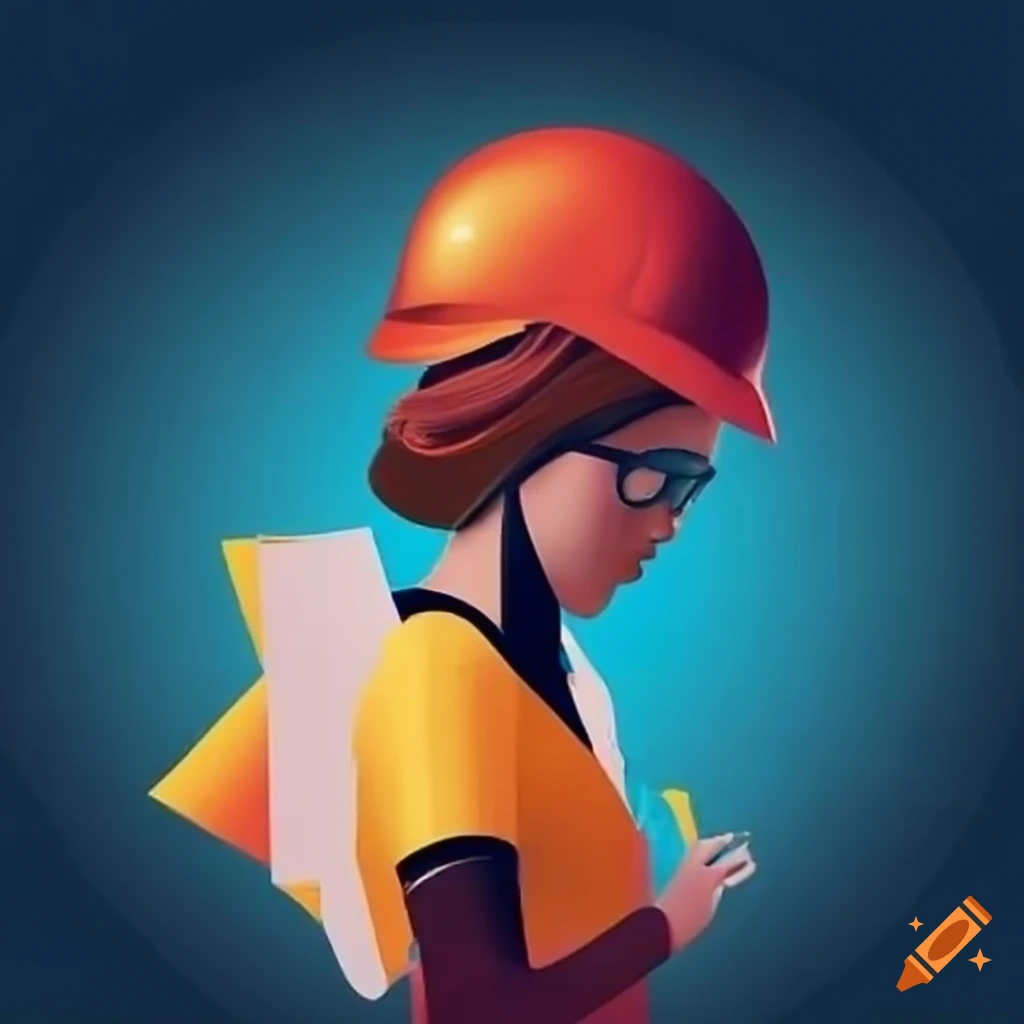 Female technology worker with lots of papers on Craiyon