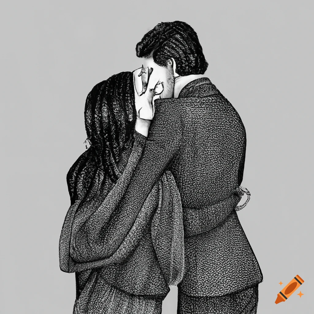 Drawing Of Couple Hugging