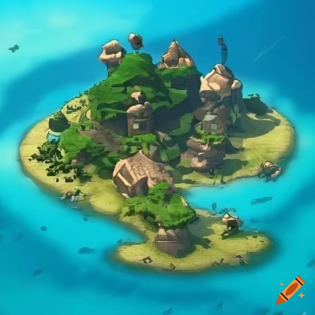 Video game map old styled island