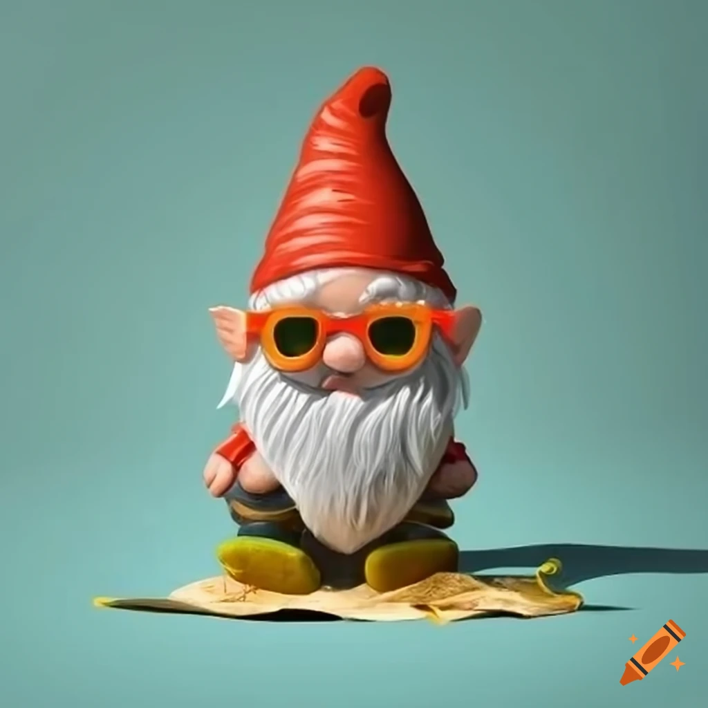 Gnome with sun glasses chilling in the sun