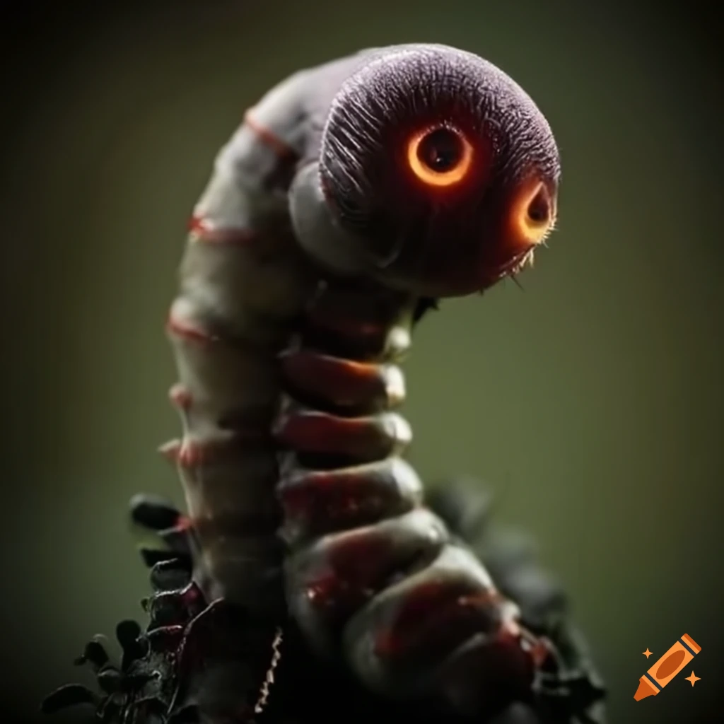 A dark creepy alien caterpillar on Craiyon