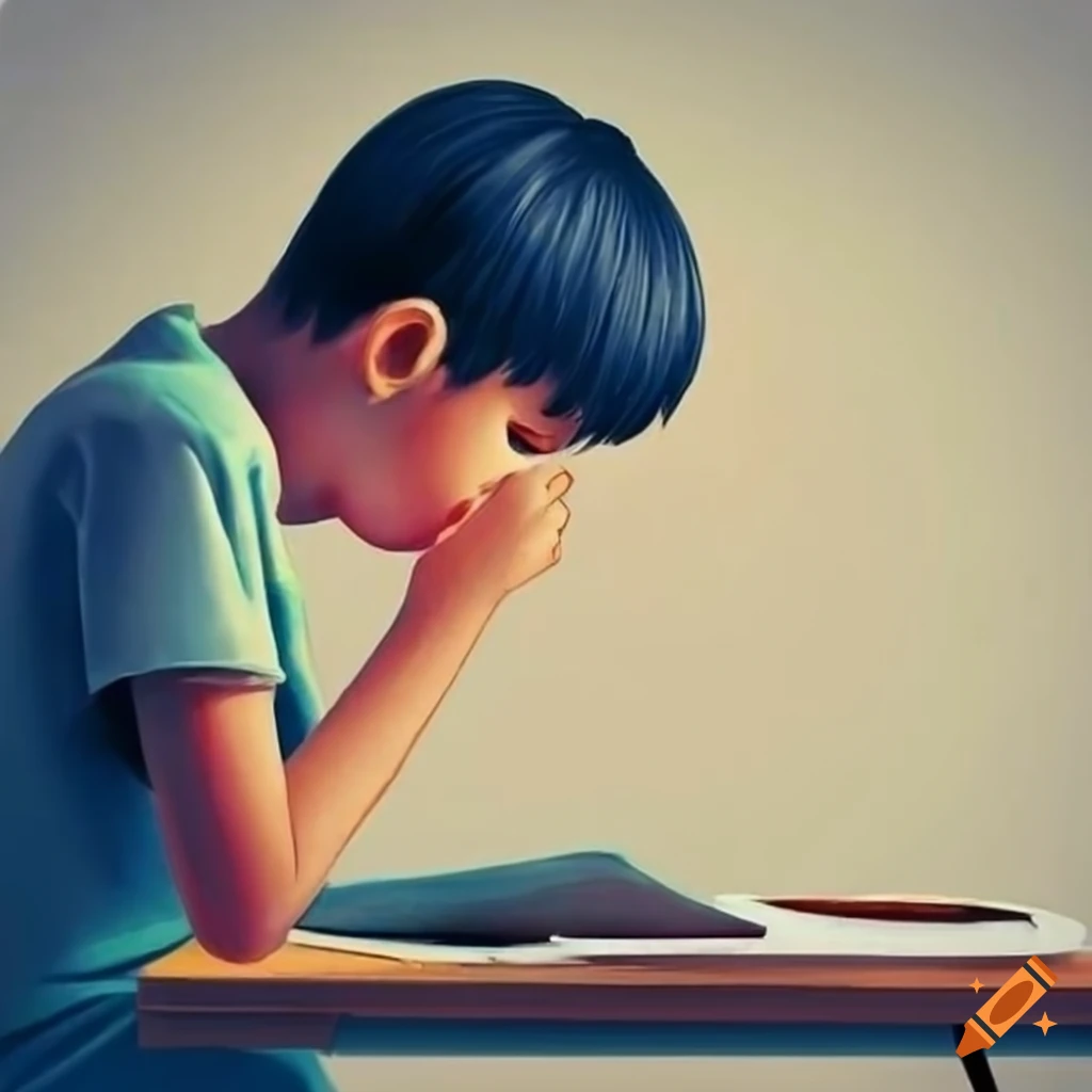 Sad study boy on Craiyon