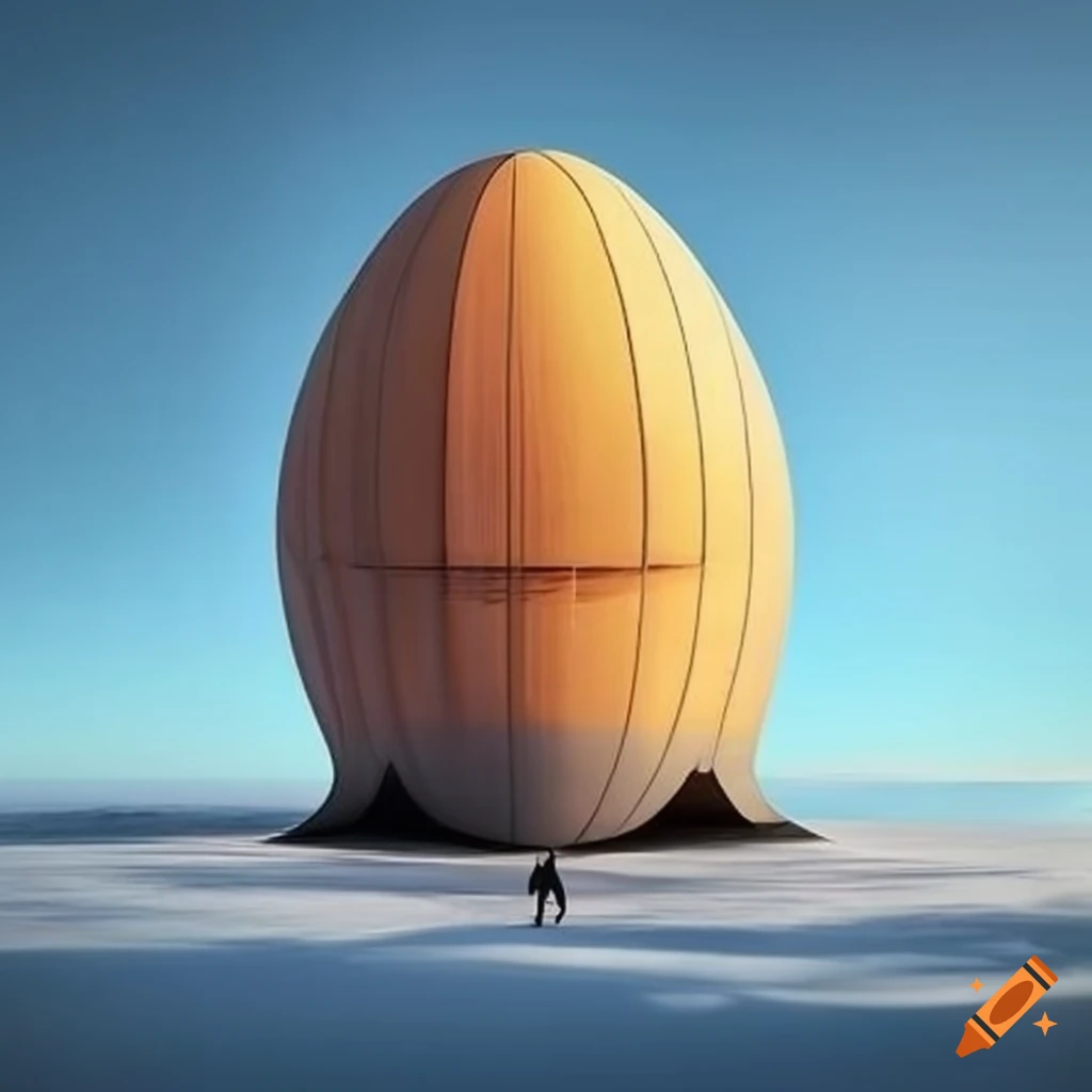 A unique architectural design featuring a half-dirigible structure