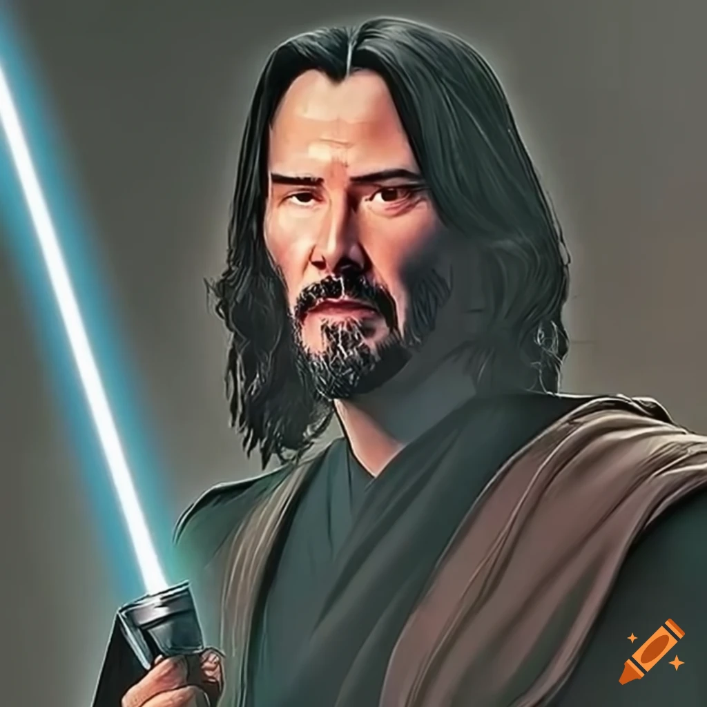 Keanu reeves in the setting of starwars as a jedi on Craiyon