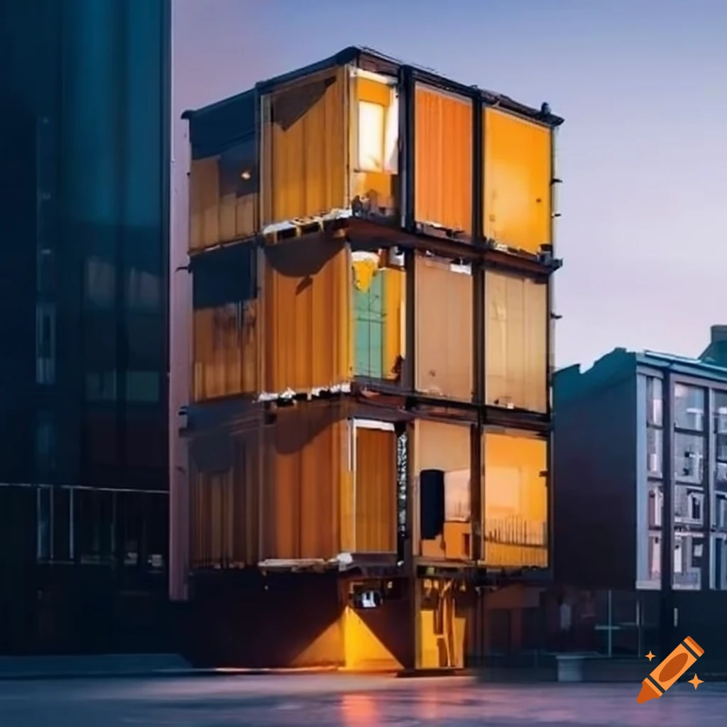 Apartment complex made out of shipping containers modern design on a ...